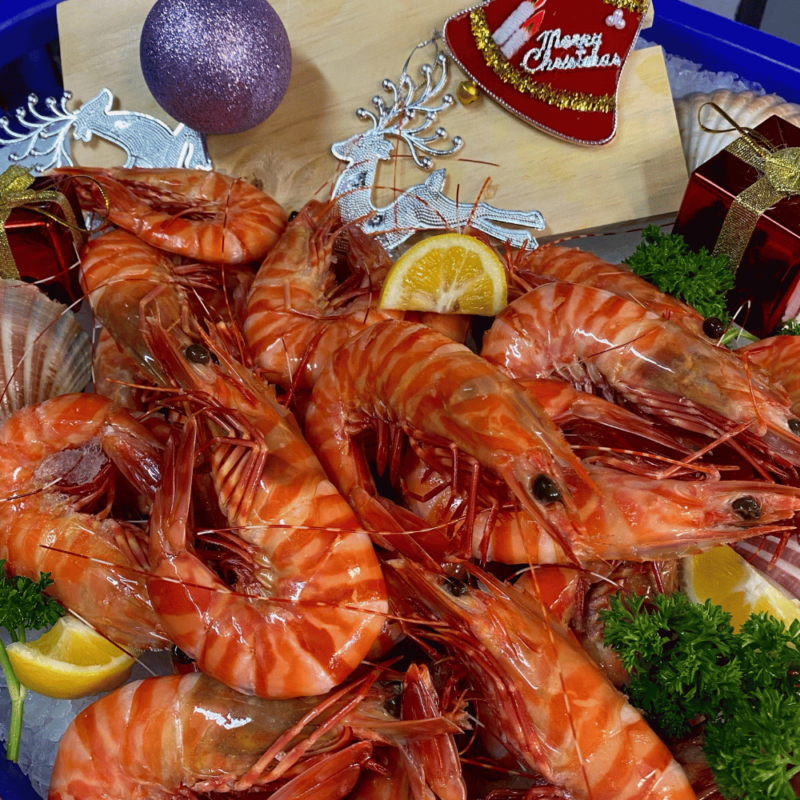 Large Cooked Tiger Prawns - Queen Victoria Market